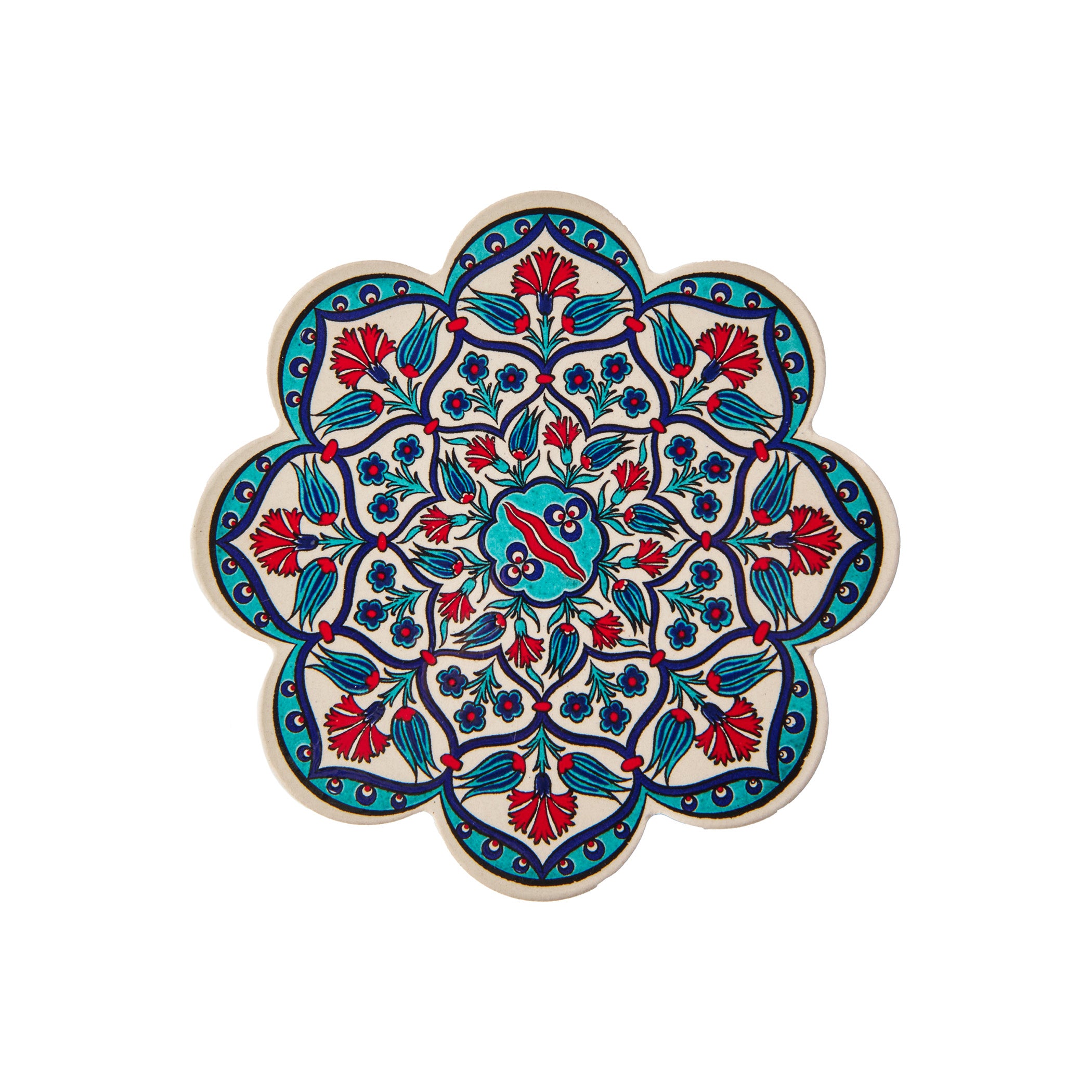 White Teal & Red Turkish Trivet (PN 98) – Gewürzhaus
